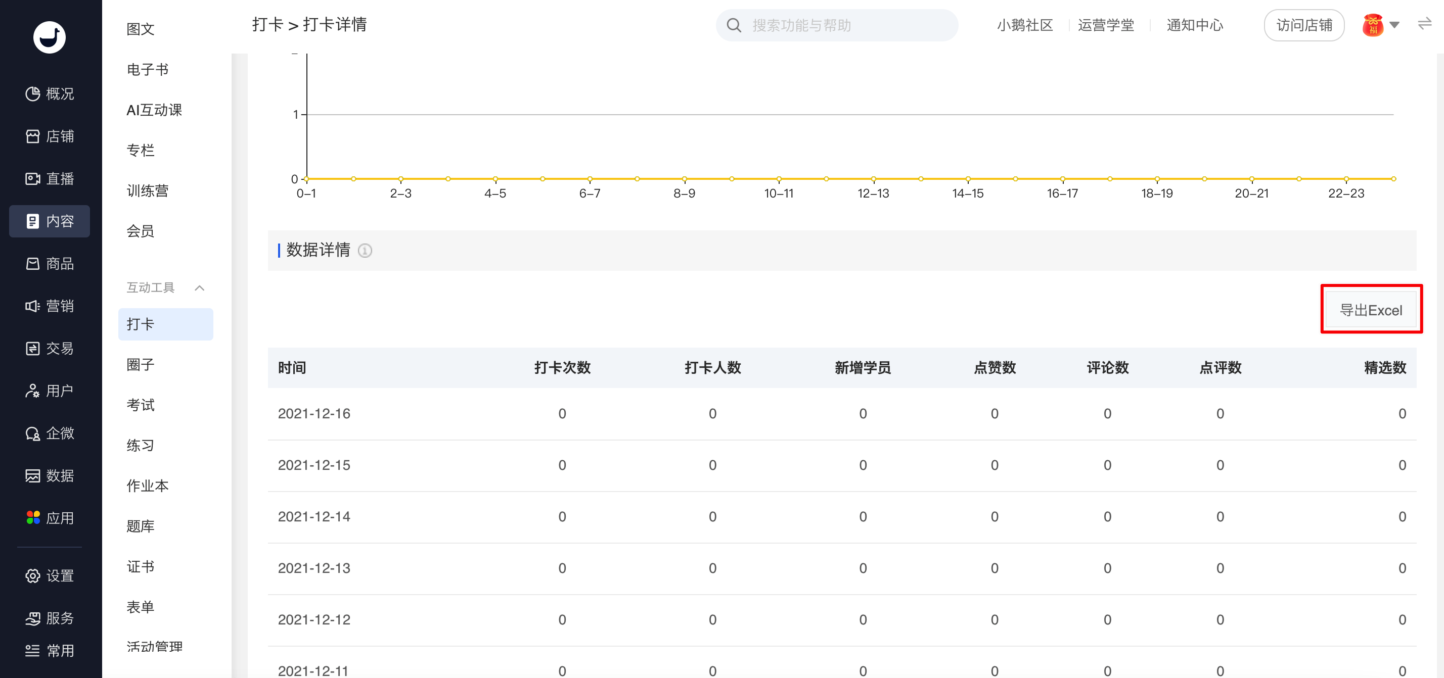 小鹅通学员打卡的内容支持导出吗？ 小鹅通官网直播 知识付费